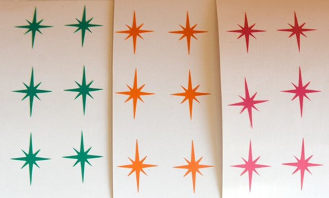 30 X Star Stickers Vinyl Decalretro Starburst Decals. - Etsy