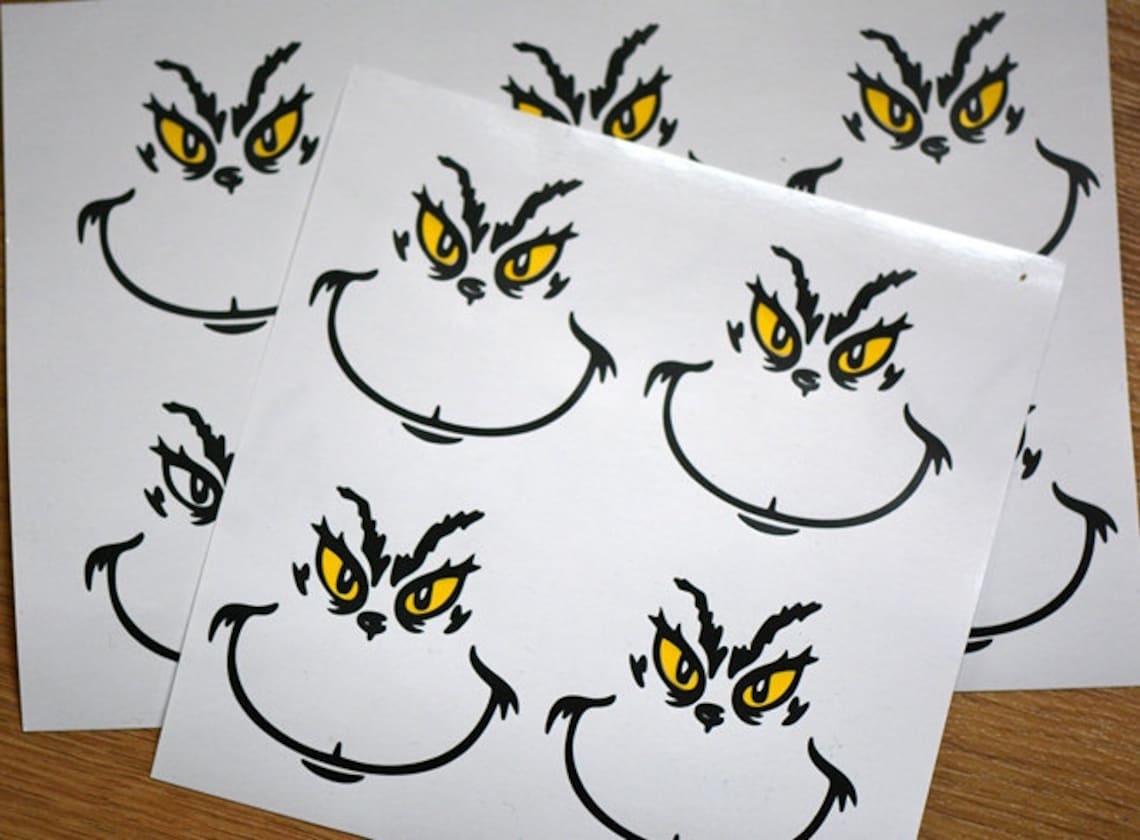 Set-10 Grinch Face Decals for Your DIY Projects.christmas Vinyl ...