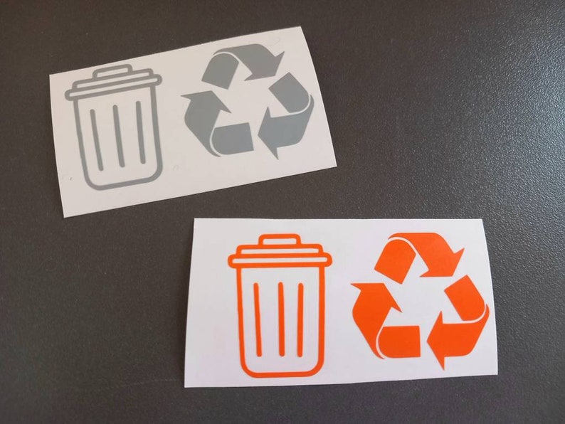 Trash and Recycle Symbol Vinyl Decals.dust Bin Decal. Kitchen Decal ...