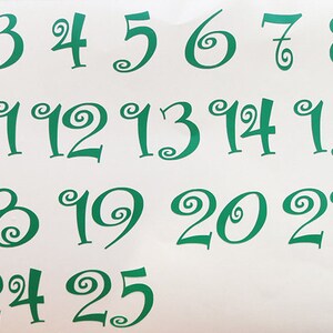 Advent Calendar SET 1 to 25 Vinyl Numbers Your Choice of Color and Size ...