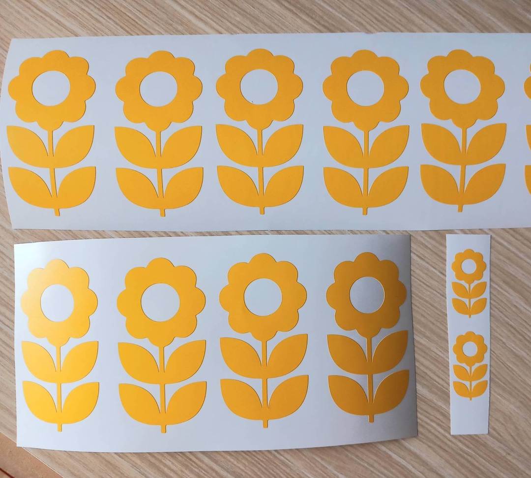 20 X Flower Vinyl Decals/stickers.mid Century Retro Flower Decal. - Etsy