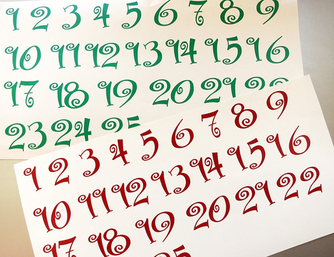 Advent Calendar SET 1 to 25 Vinyl Numbers Your Choice of Color and Size ...