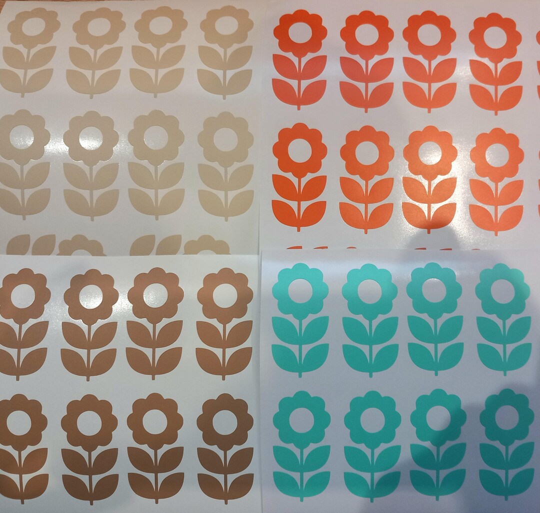 20 X Flower Vinyl Decals/stickers.mid Century Retro Flower Decal. - Etsy
