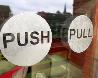 PUSH PULL Decals for Door, Set of 2 Decals, Push Pull Door Sign Vinyl ...