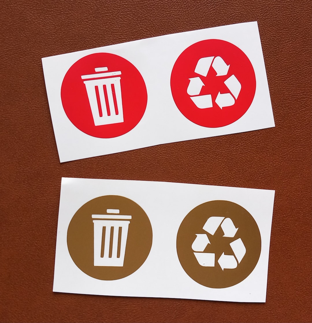 Trash and Recycle Symbol Vinyl Decals. Circle Trash Bin Decals.kitchen ...