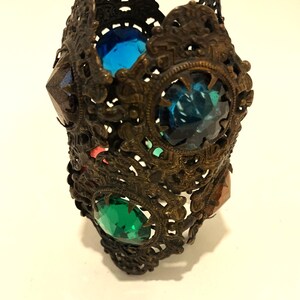 Antique Fairy Lamp Shade 8 Jeweled and Filigree Brass Multicolor C 1910 ...