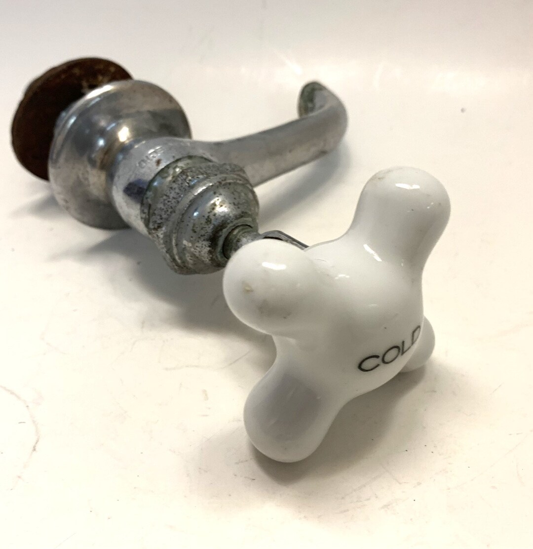 Vintage Cold Water Faucet Tap Knob White Porcelain Steampunk Hook - Etsy