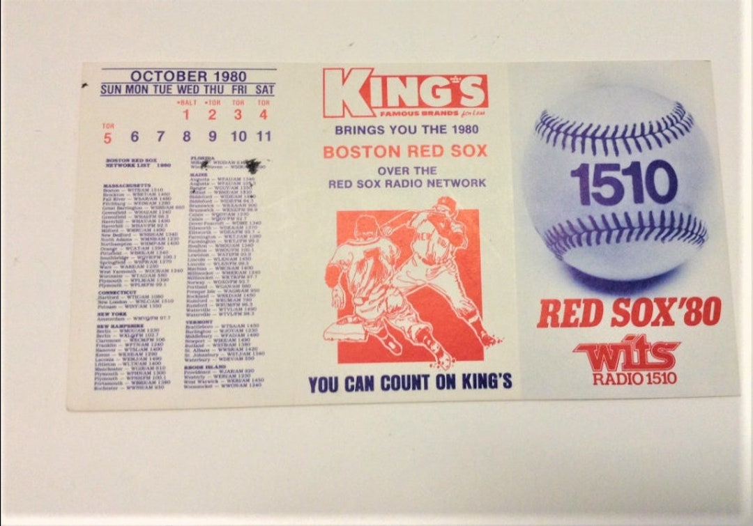 1980 Red Sox Baseball Pocket Schedule Wits Radio 1510 New Condition - Etsy