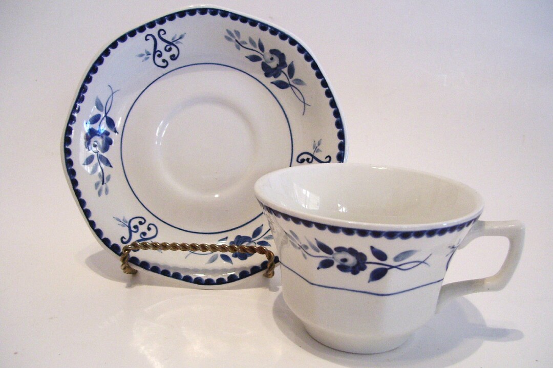 Vintage Adams Cup and Saucer Real English Ironstone Blue and White ...