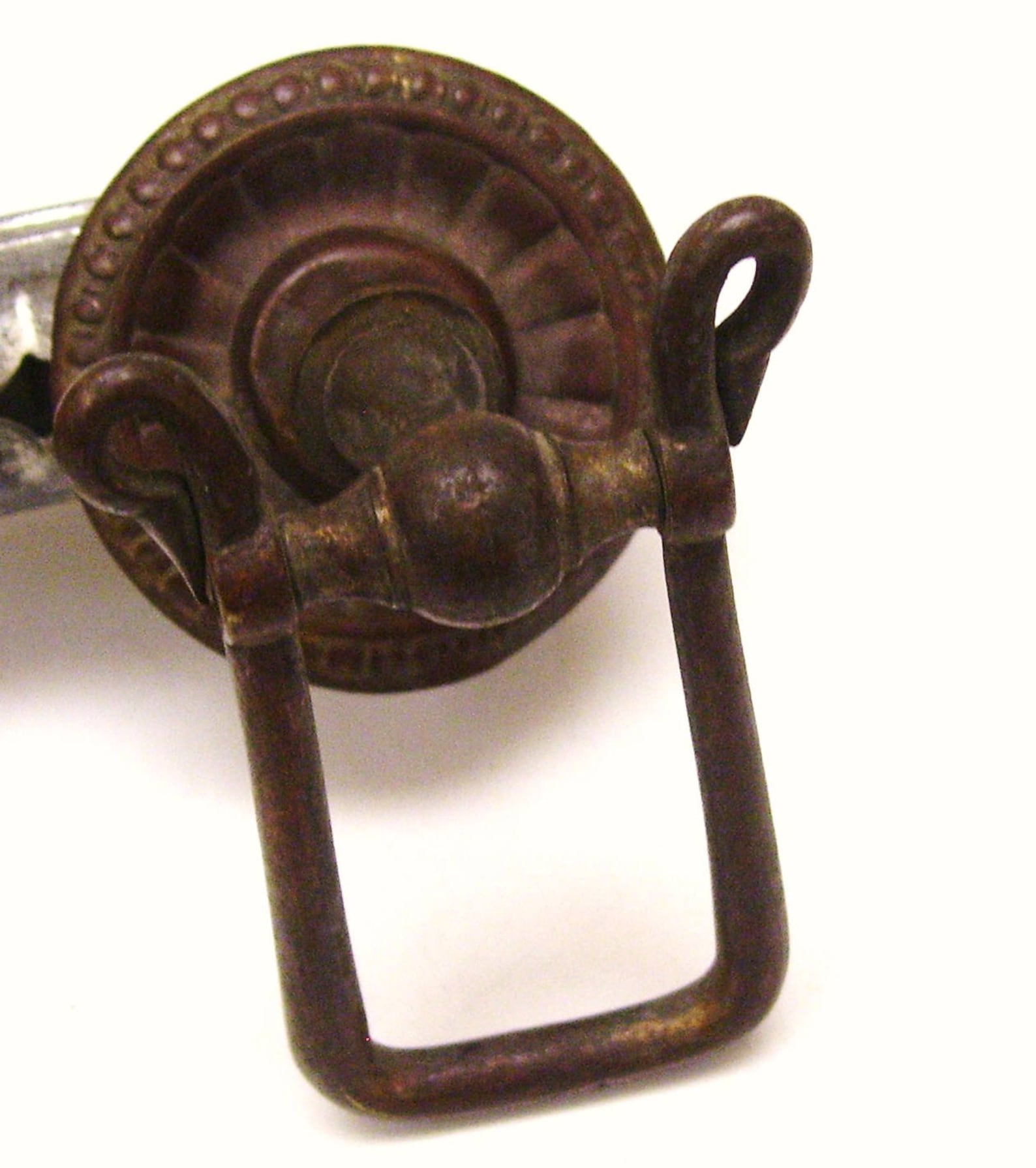 Antique Brass Drawer Long Drop Pull Round Backplate Victorian | Etsy