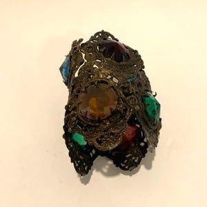 Antique Fairy Lamp Shade 8 Jeweled and Filigree Brass Multicolor C 1910 ...
