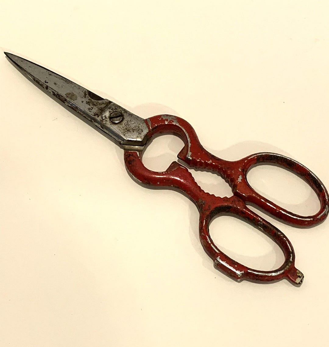 Vintage ELEKTRA 8" Scissors Shears Made in Italy Red Handle Take Apart ...