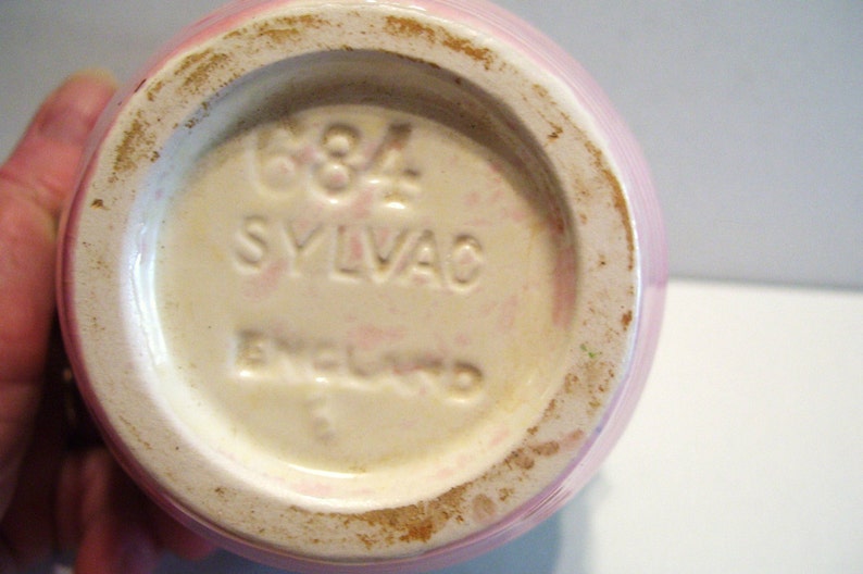 Vintage Sylvac Vase Green Pink Original Silver Foil Label - Etsy