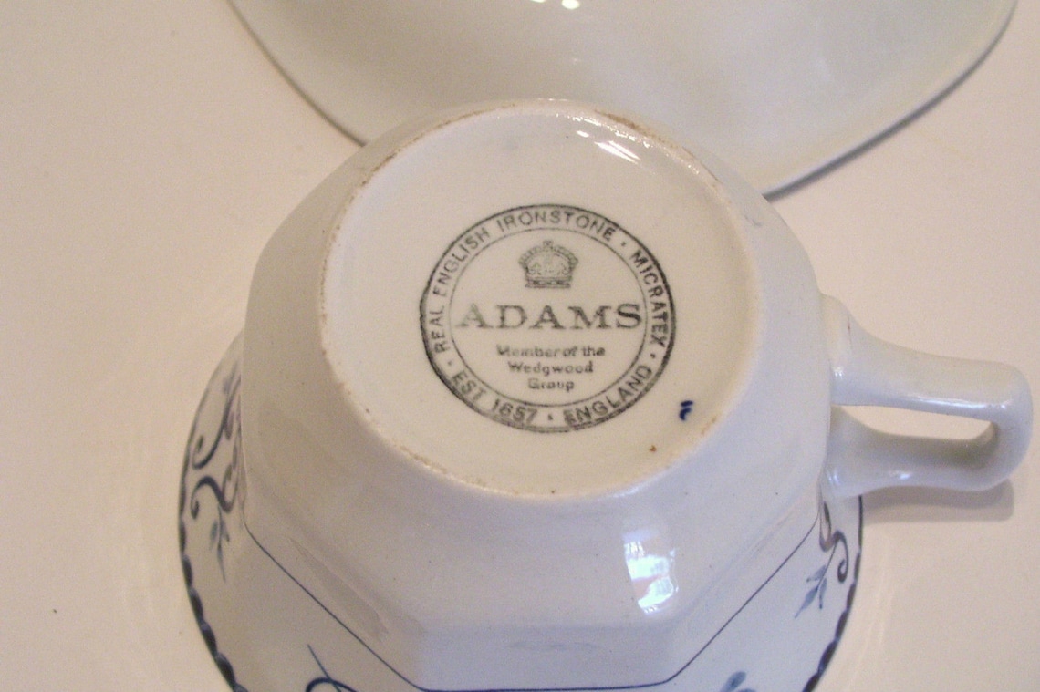 Vintage Adams Cup and Saucer Real English Ironstone Blue and White ...