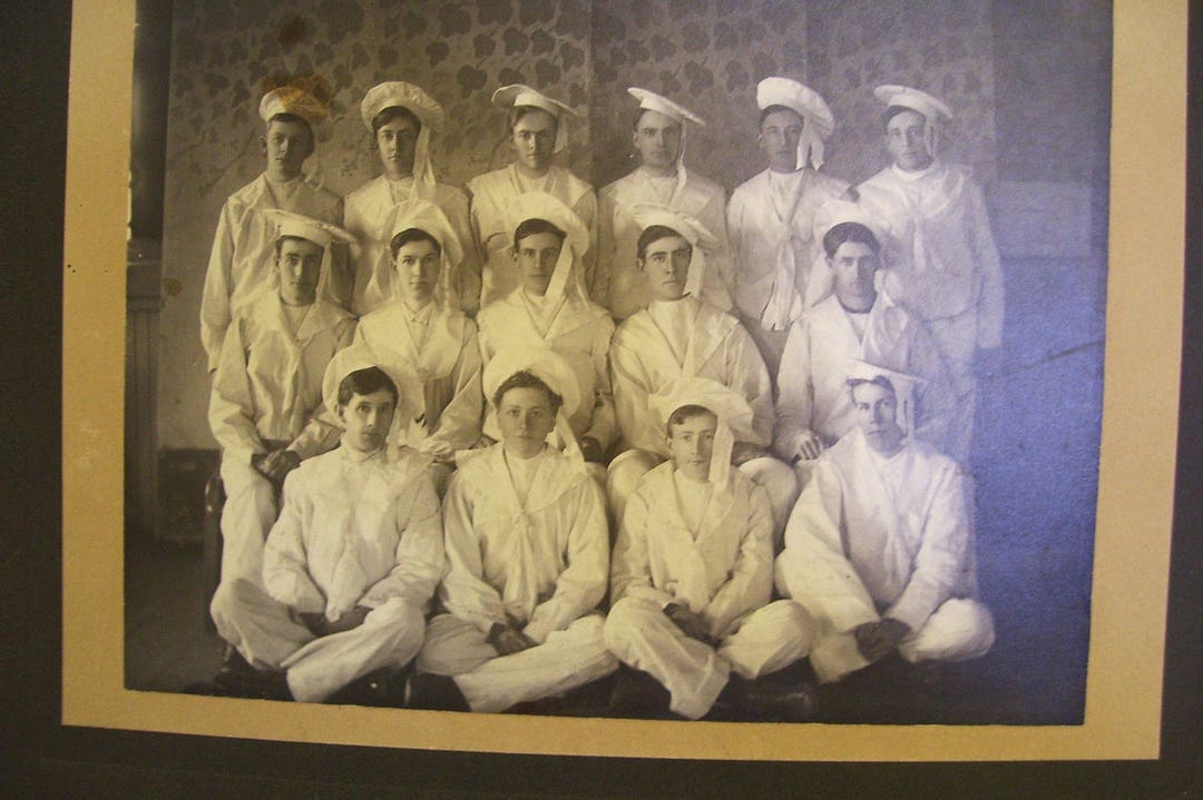 Victorian Cabinet Card Class Photo Graduation White Uniforms With ...