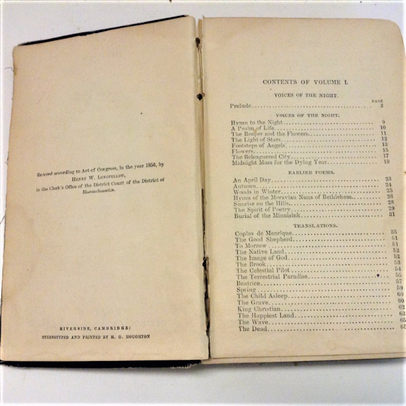 1856 Poems by Henry Wadsworth Longfellow Volume 1 | Etsy