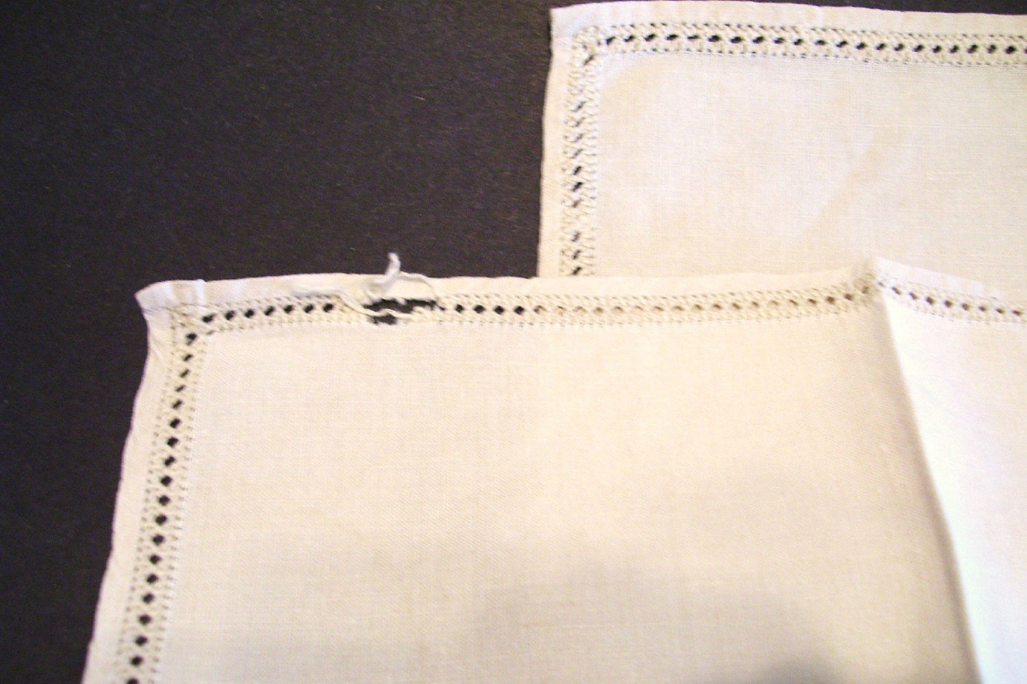 4 Ecru Linen Napkins Embroidered Cutwork With Crochet Edge - Etsy Canada