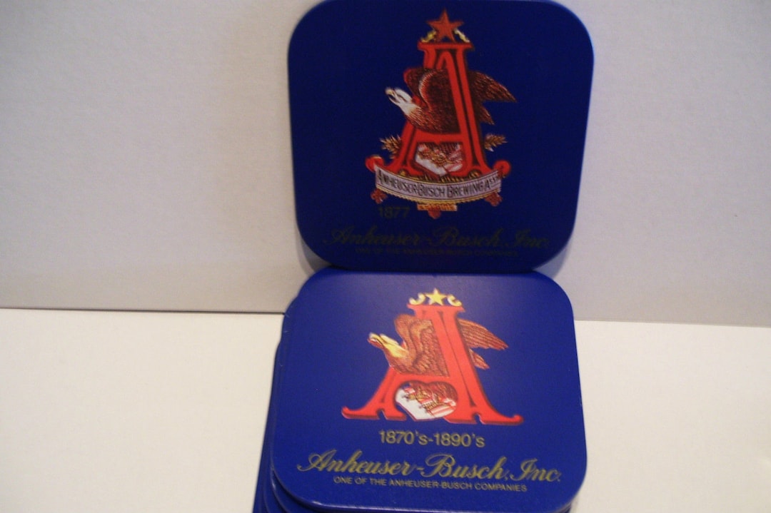 Vintage Anheuser-busch Beer Coasters: 1990 Eagle Tin Barware, Set of 6 ...