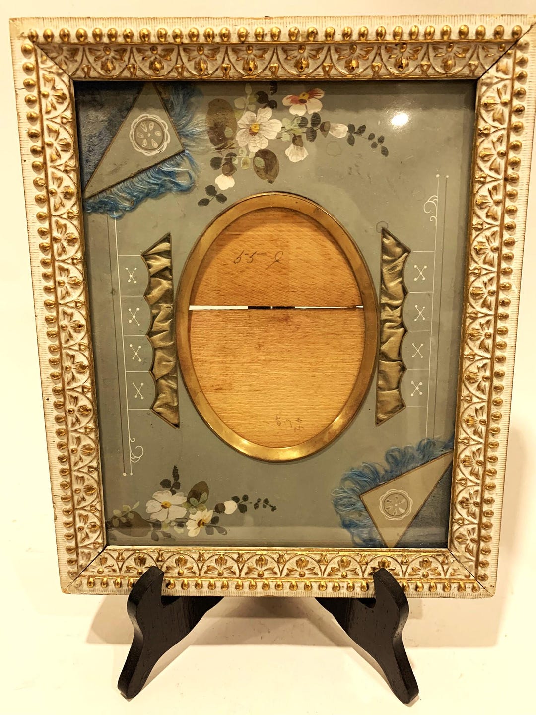 Antique Victorian Picture Frame W Original Floral Matt & Oval Opening ...