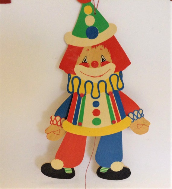 Vintage Wooden Clown Jumping Jack String Puppet Wall Hanger | Etsy
