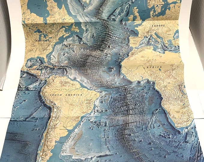 1968 Map Atlantic Ocean Floor National Geographic Atlas Plate 62 - 19 ...