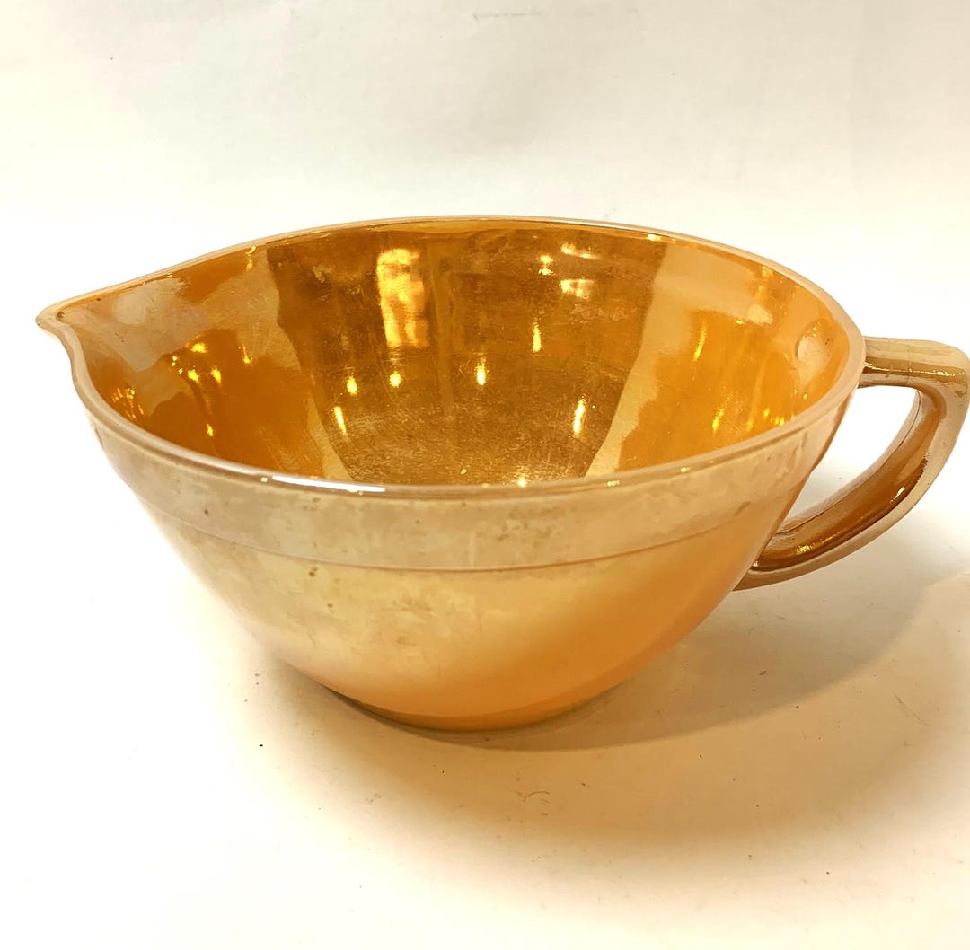 Fire-king Peach Lusterware Oven Ware Batter Mixing Bowl With Handle and ...