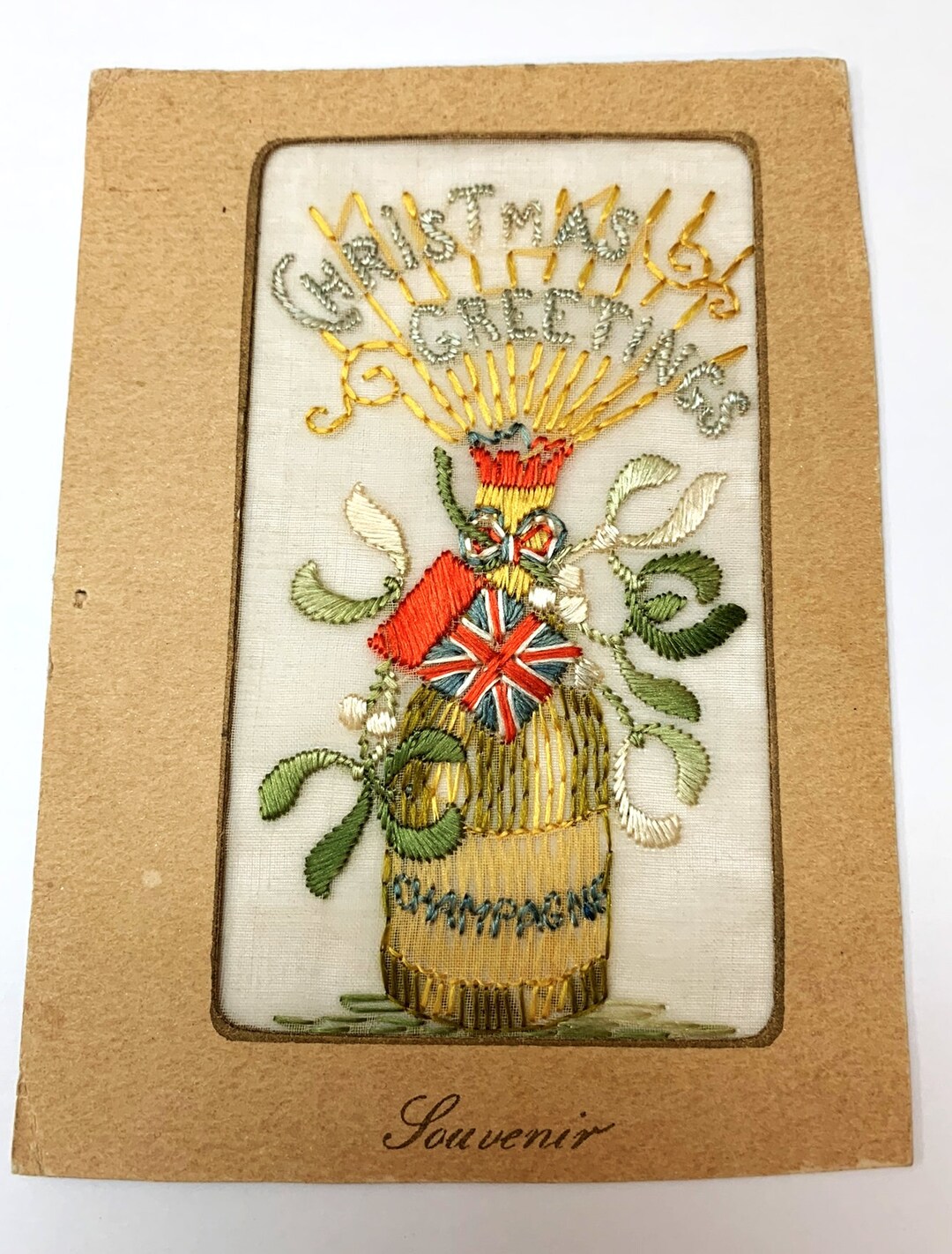 World War I WWI Silk Embroidered Christmas Card Victory Flag - Etsy