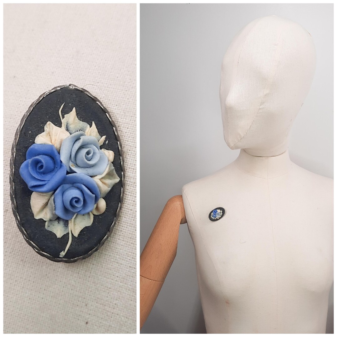 Vintage 40's Blue Rose Flowers Kitsch Brooch Pin 1940s - Etsy