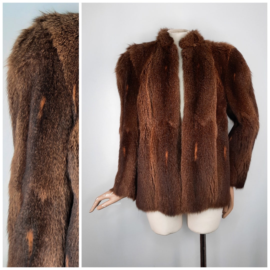 Vintage 40's Brown Real Fur Swagger Coat Sz XS to S 1940s - Etsy