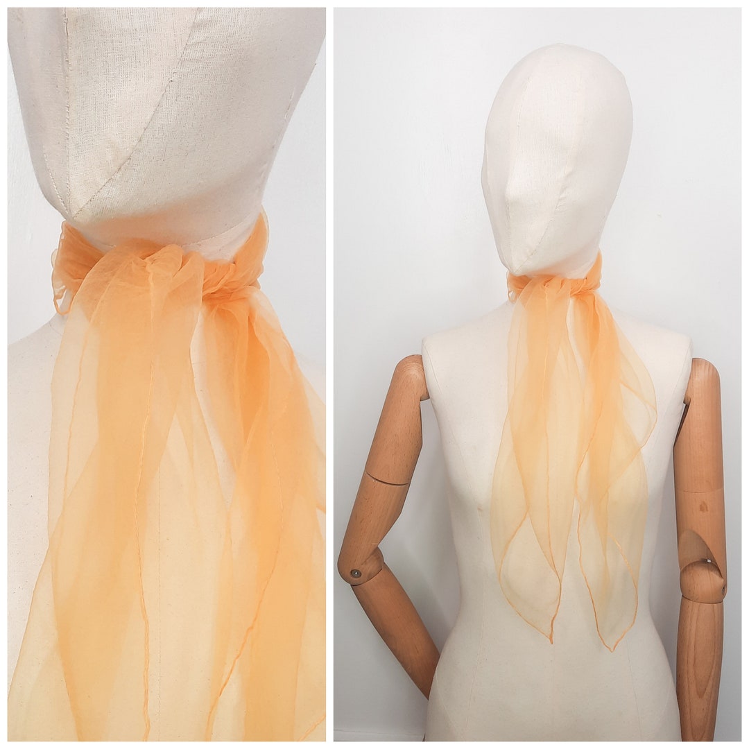 Vintage 50's Golden Yellow Nylon Chiffon Sheer Large Scarf Headscarf ...