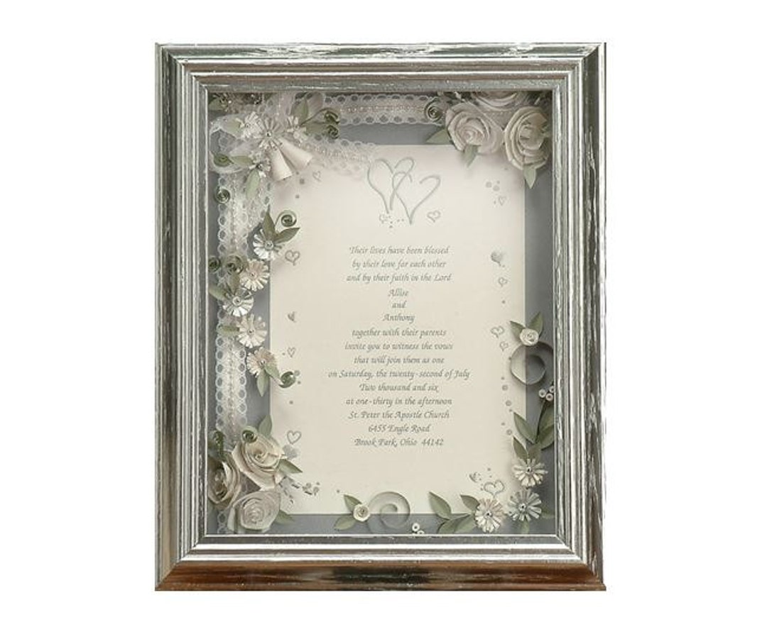 Framed Wedding Invitation, Silver Invitation, Framed Announcement ...