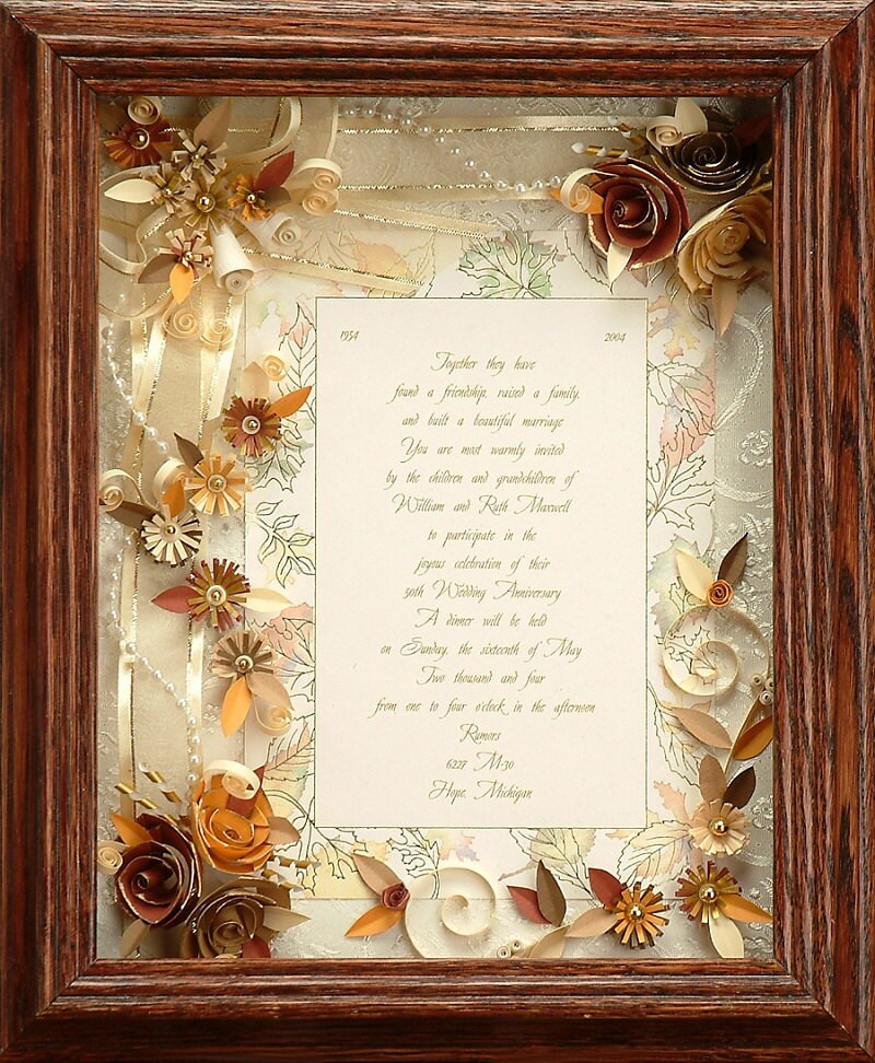 Framed Wedding Invitation. Fall Wedding, Custom Wedding Frame, Quilled ...