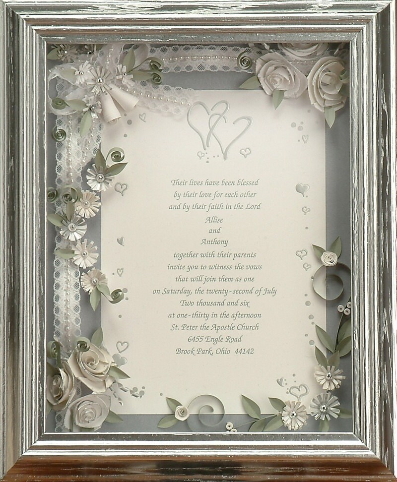 Framed Wedding Invitation, Silver Invitation, Framed Announcement ...