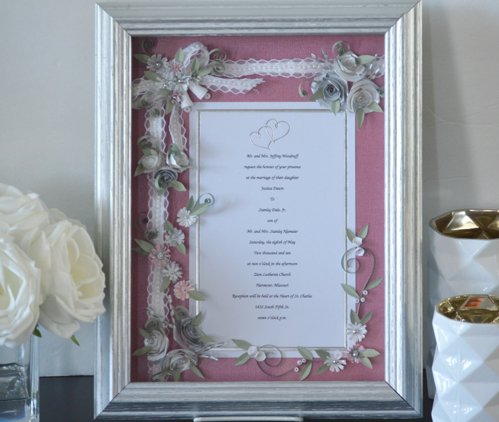 Bridal Wedding Framed Invitation, Engagement Gift, Custom Gift for ...