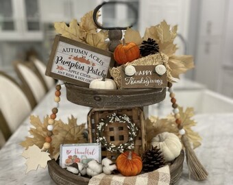 29 Items FALL DOUBLE Sided Thanksgiving Tiered Tray Bundle Wood Stand ...