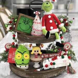 13 Items GRINCH Christmas Premium Tiered Tray Bundle Wood Stand Set ...