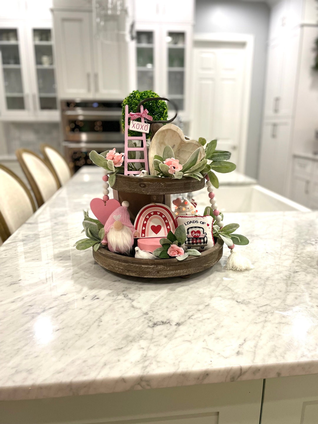 18 Items VALENTINE Love DOUBLE Sided Tiered Tray Bundle | Wood Stand ...