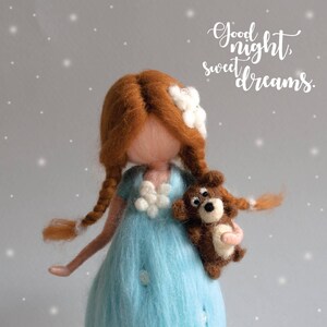 Needle Felted Fairy With Teddy Bear, Fairy Decor for Girls Room, Wool ...