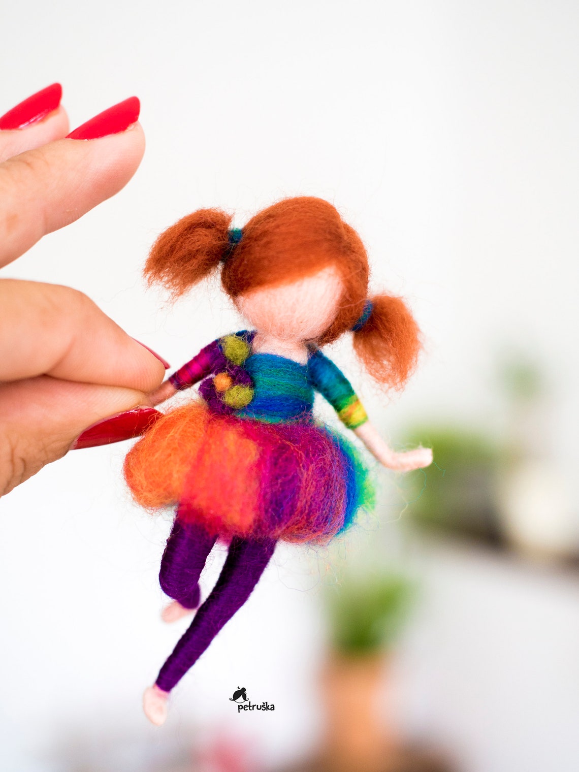 Needle Felted Redhair Fairy, Felted Pins and Brooches, Rainbow Felt ...