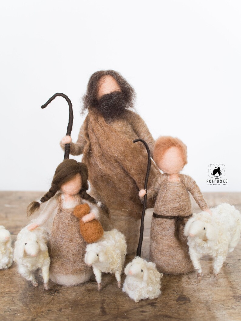 Needle Felted SHEPHERDS SET for Nativity Scene, Nativity Figurines - Etsy