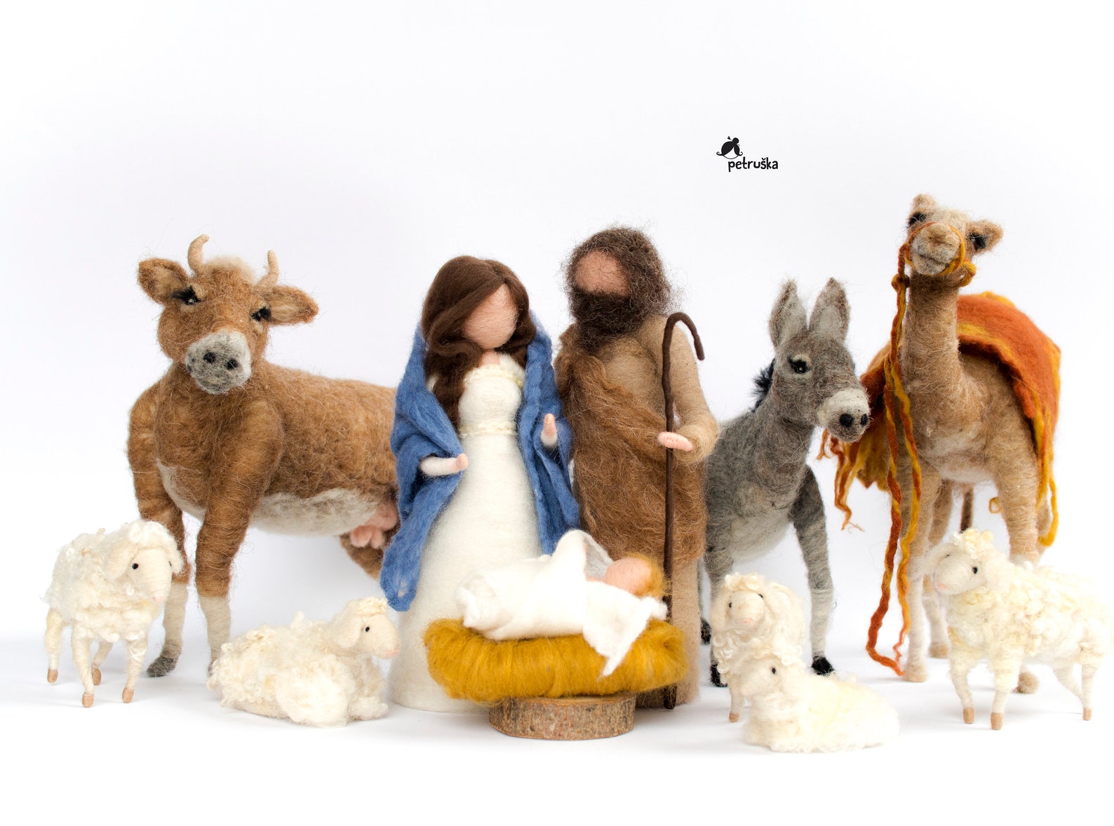 Felted FULL Nativity Set 18 Pieces Handmade Nativity - Etsy