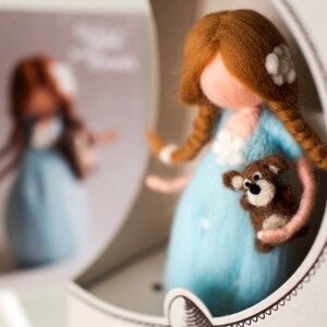 Needle Felted Fairy With Teddy Bear, Fairy Decor for Girls Room, Wool ...