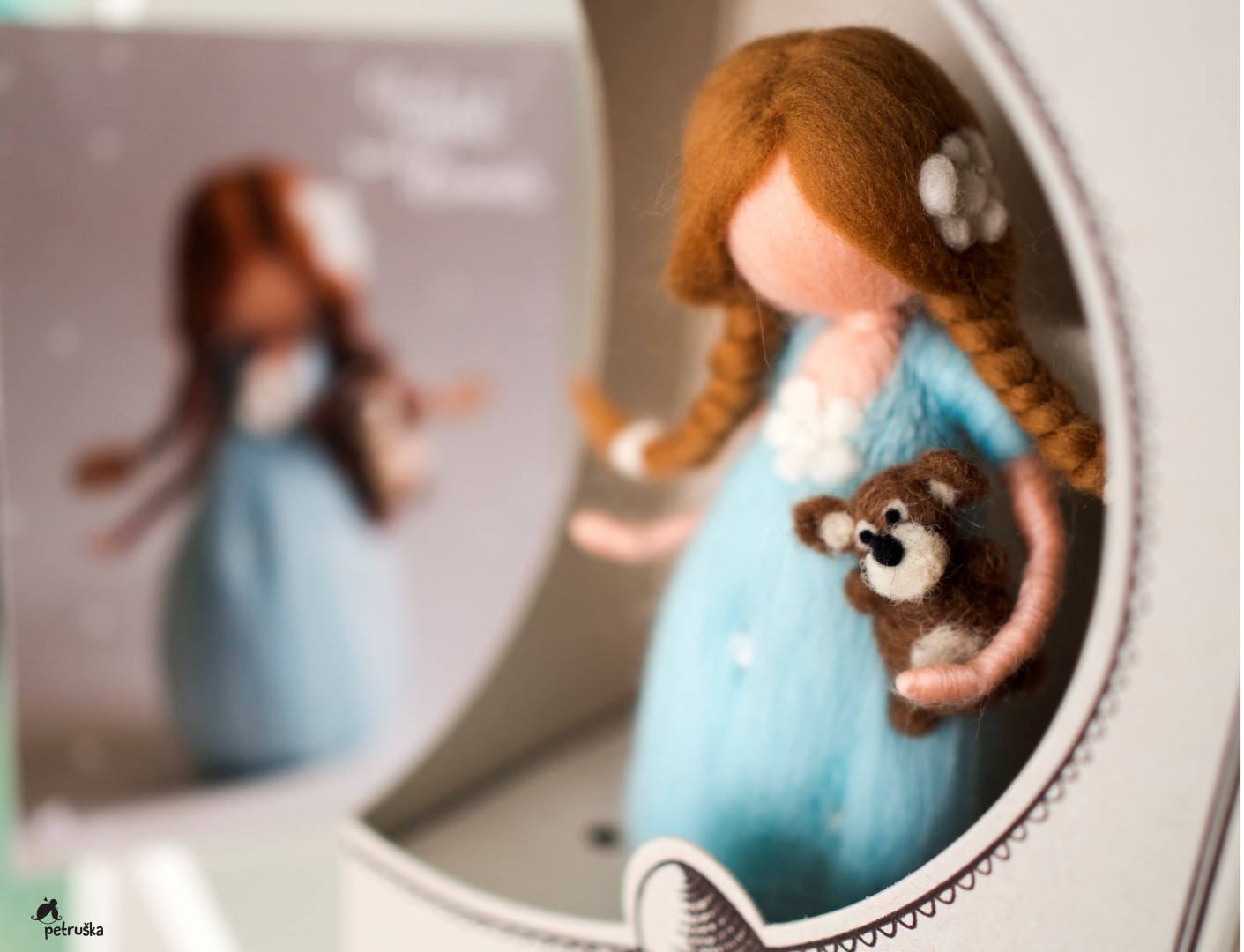 Needle Felted Fairy With Teddy Bear, Fairy Decor for Girls Room, Wool ...