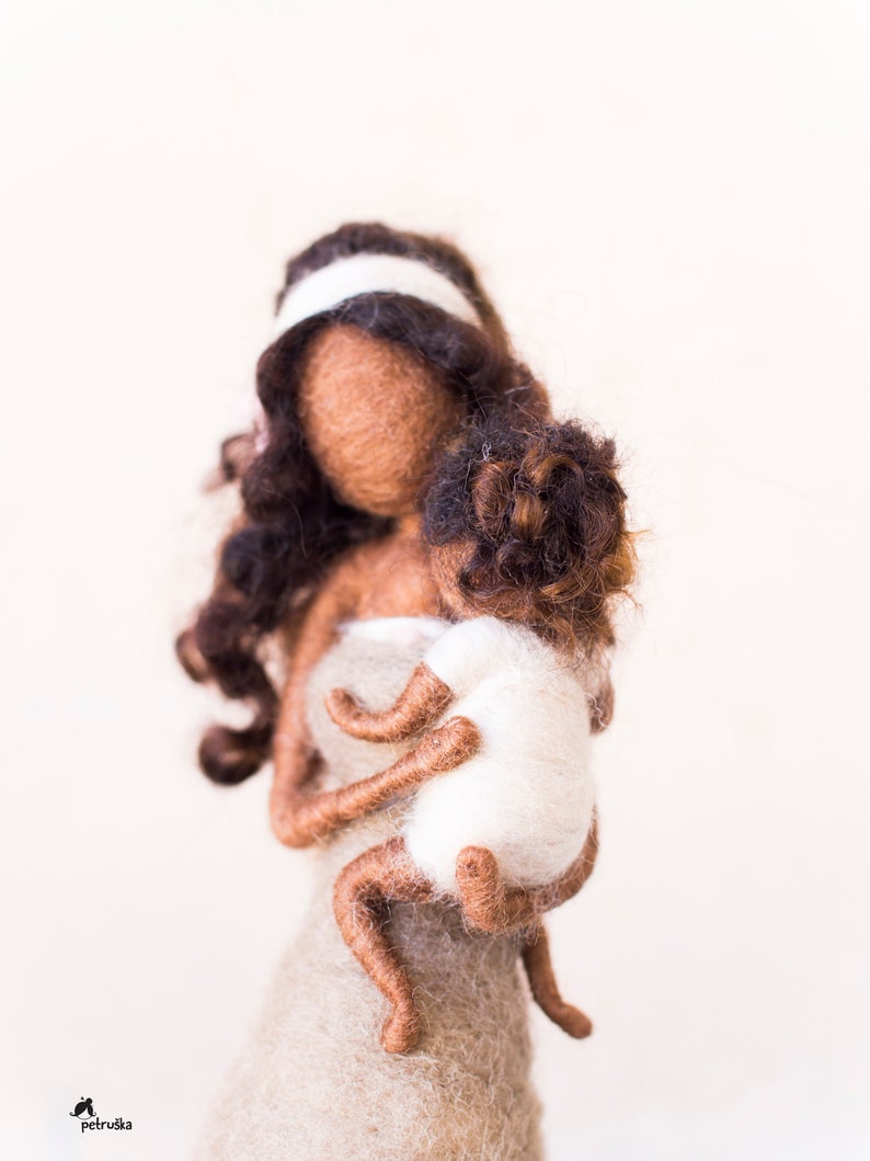 Mother Daughter Figurine Black Mom Felted Doll Mothers Day - Etsy