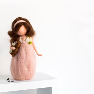 Needle Felted Fairy With Teddy Bear, Fairy Decor for Girls Room, Wool ...