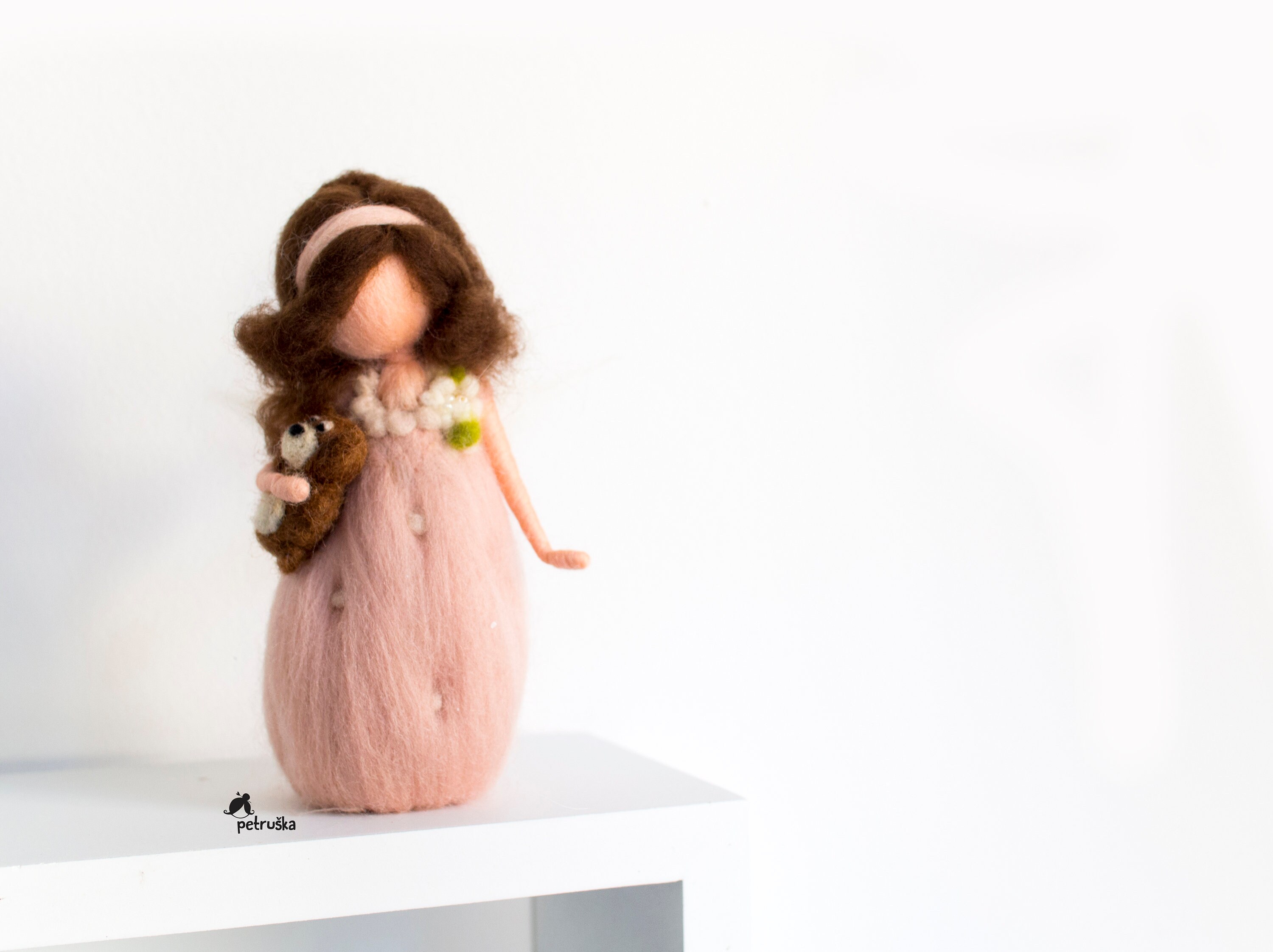 Needle Felted Fairy With Teddy Bear, Fairy Decor for Girls Room, Wool ...