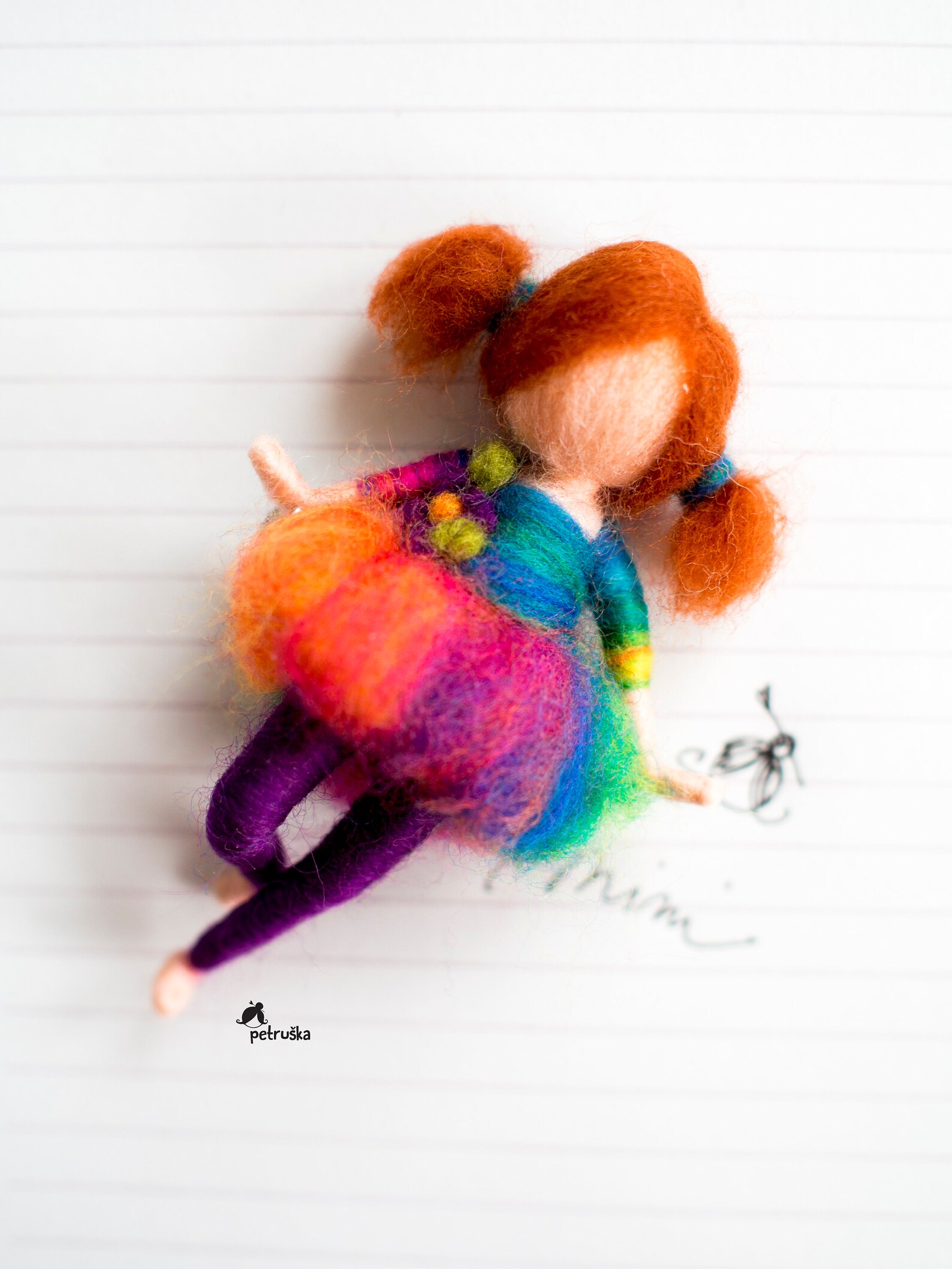 Needle Felted Redhair Fairy, Felted Pins and Brooches, Rainbow Felt ...