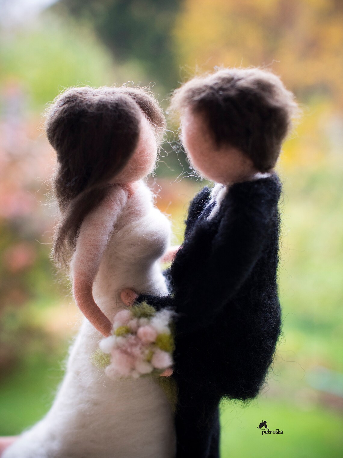 Needle Felted Bride and Groom Figurine Wedding Figurines | Etsy