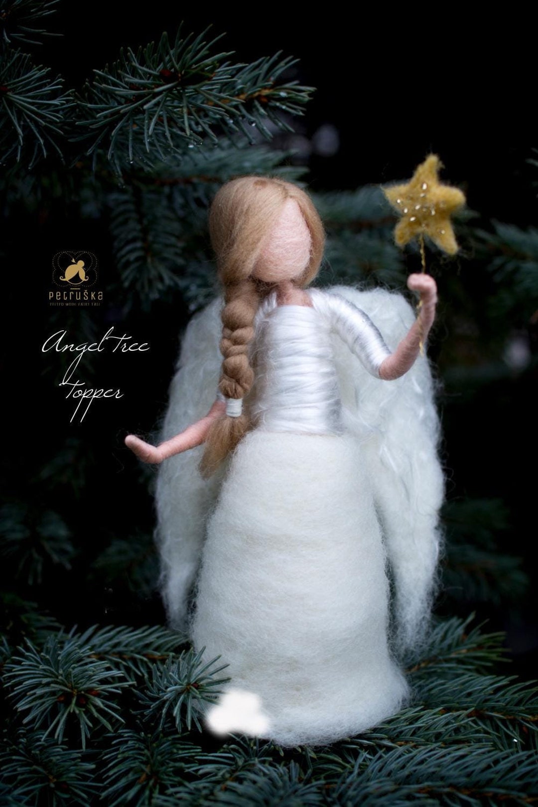 Unique Needle-felted Angel Tree Topper – Handmade Christmas or Year ...