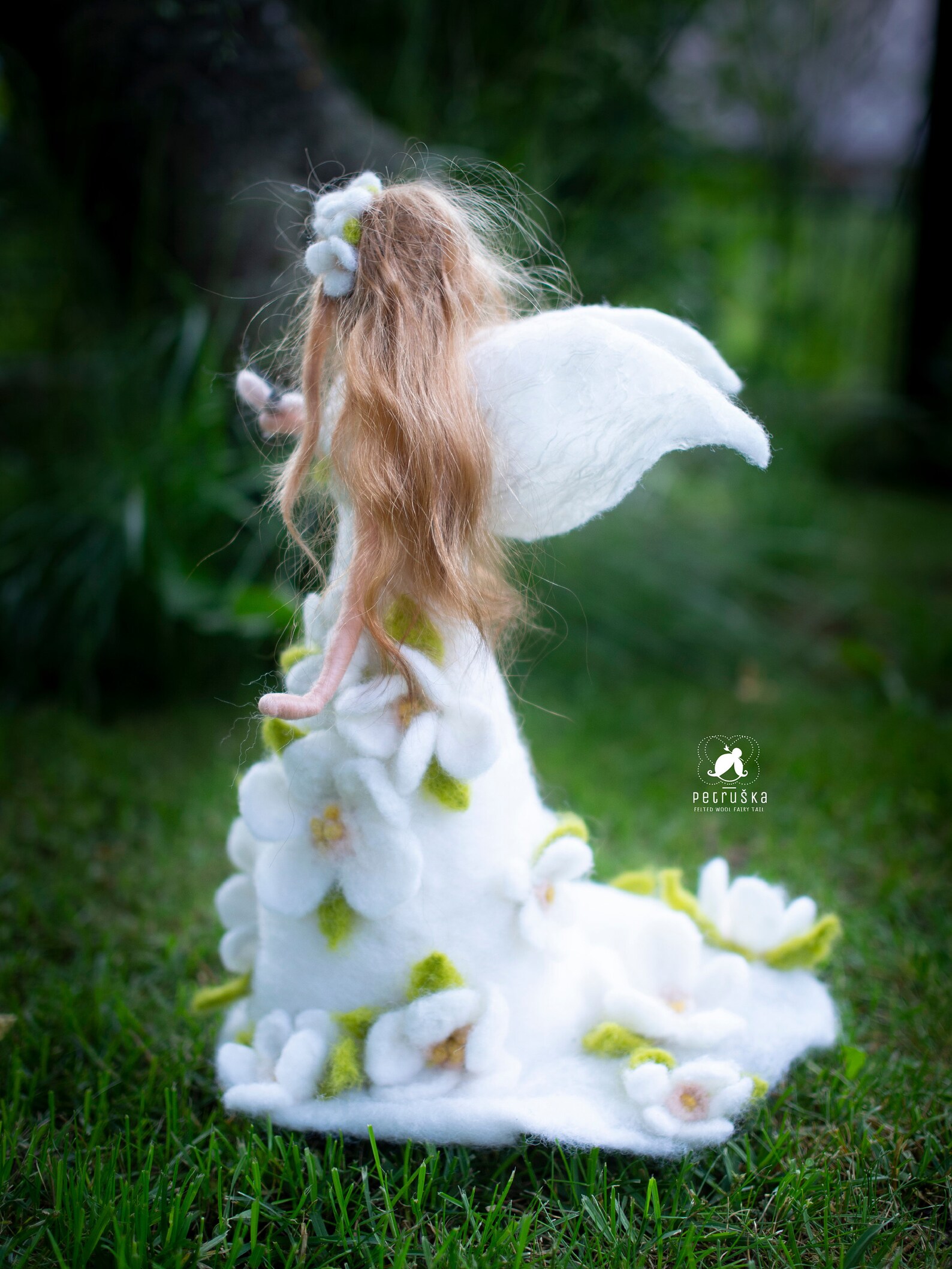 Felted Angel With Flowers Figurine, Flowers and Angel Art - Etsy
